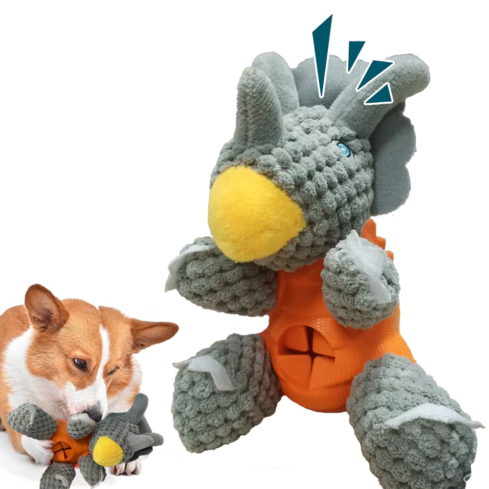Interactive Triceratops Dog Doll Toy - Tough Dog Toy with Treat ...