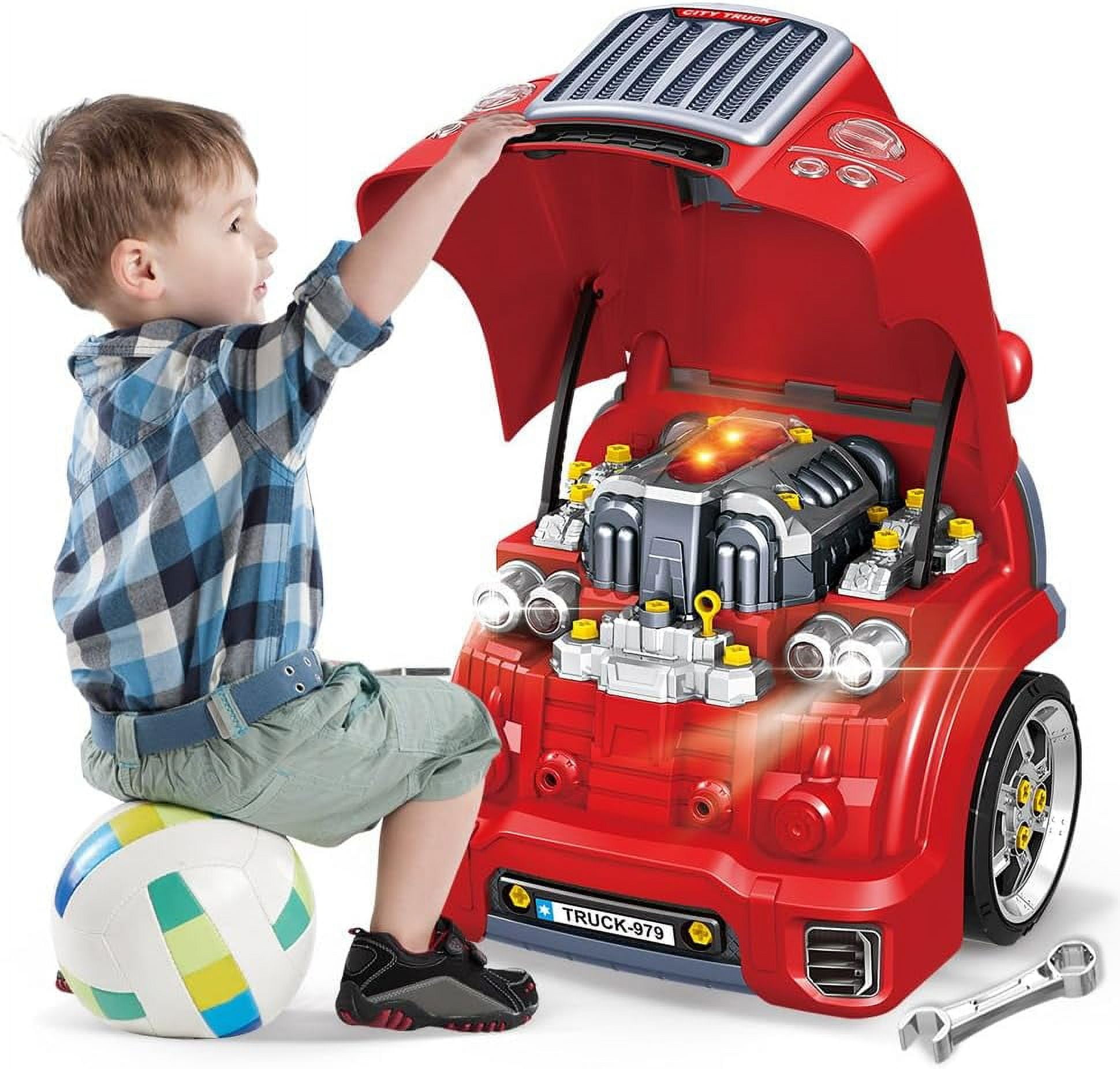 Interactive Truck Engine Toy with Removable Parts - Lights, Sounds, and ...