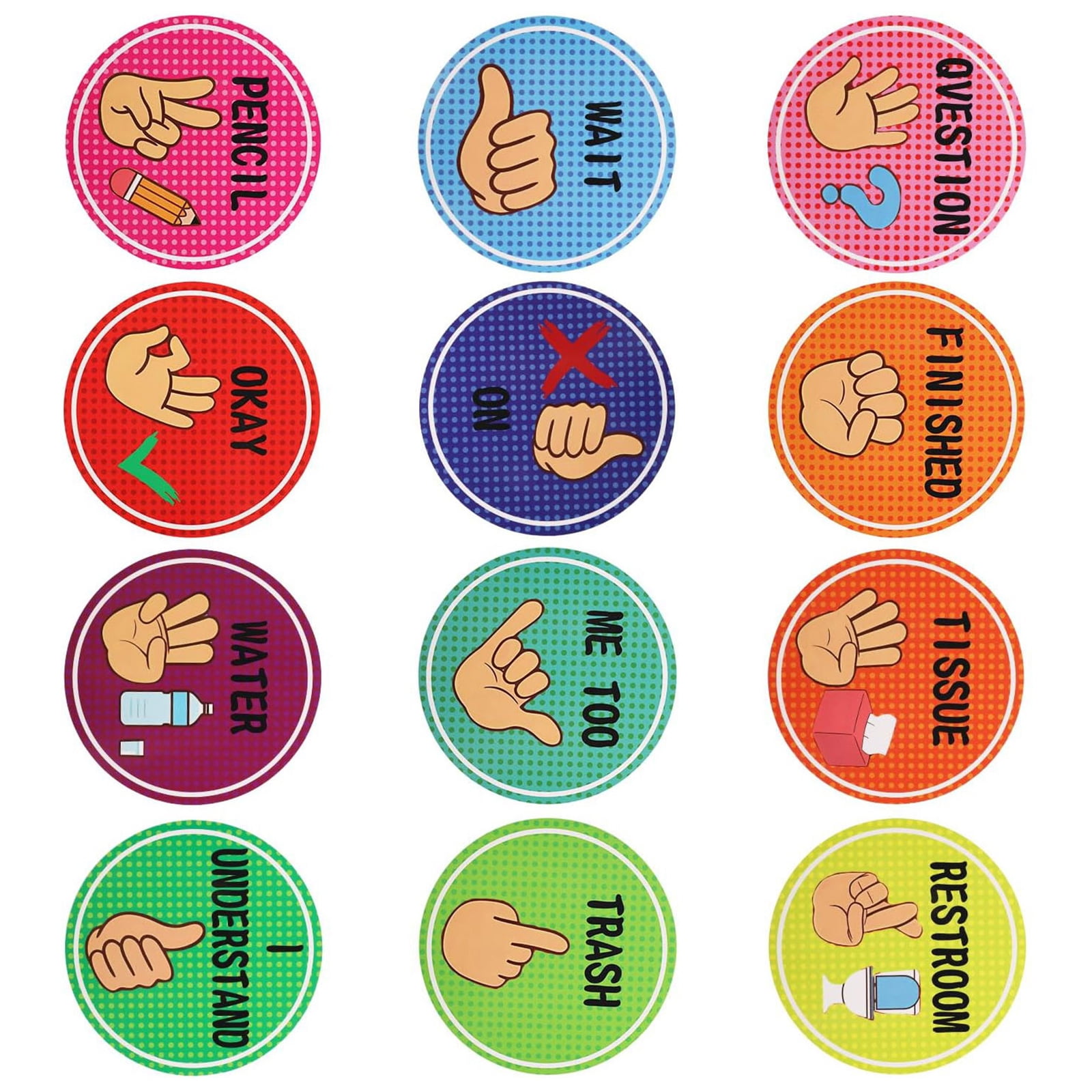 Interactive Visual Cue Signs 12Pcs, Hand Charts for Nonverbal Learning ...