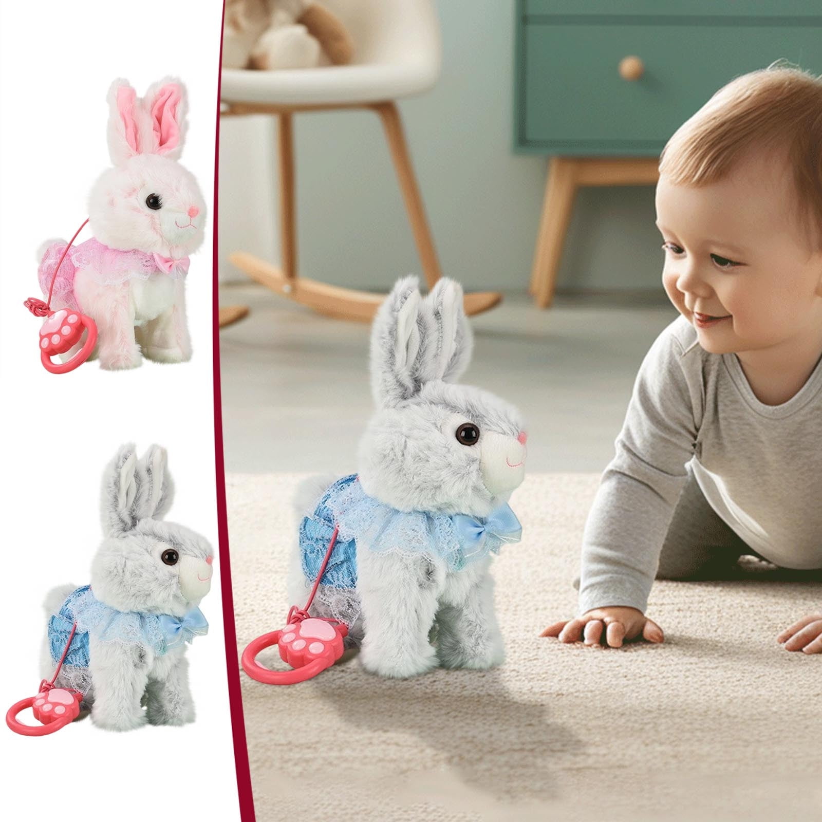 Interactive Walking Rabbit Toy – Talking Kids Plush | Touch-Activated ...