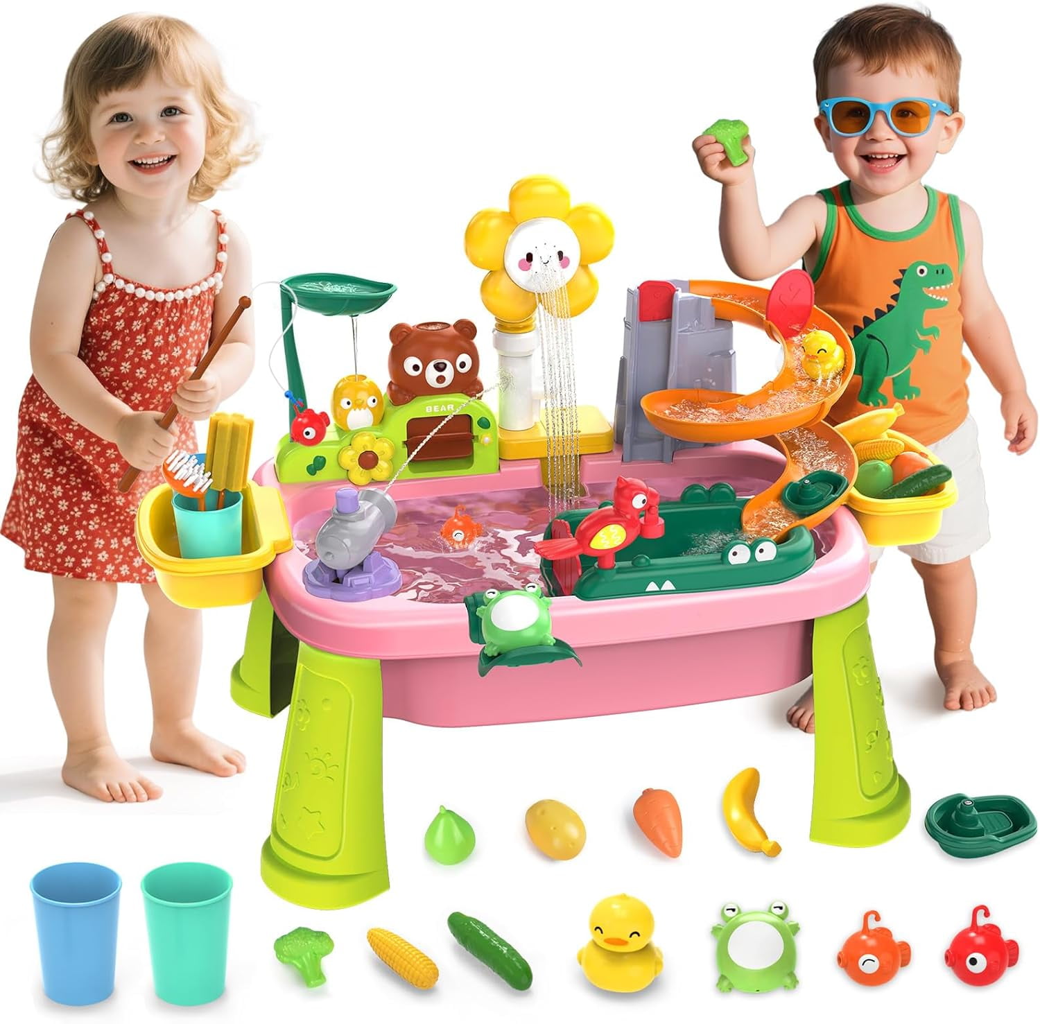 Interactive Water Table for Toddlers 3+, Outdoor Water Table Toys for ...