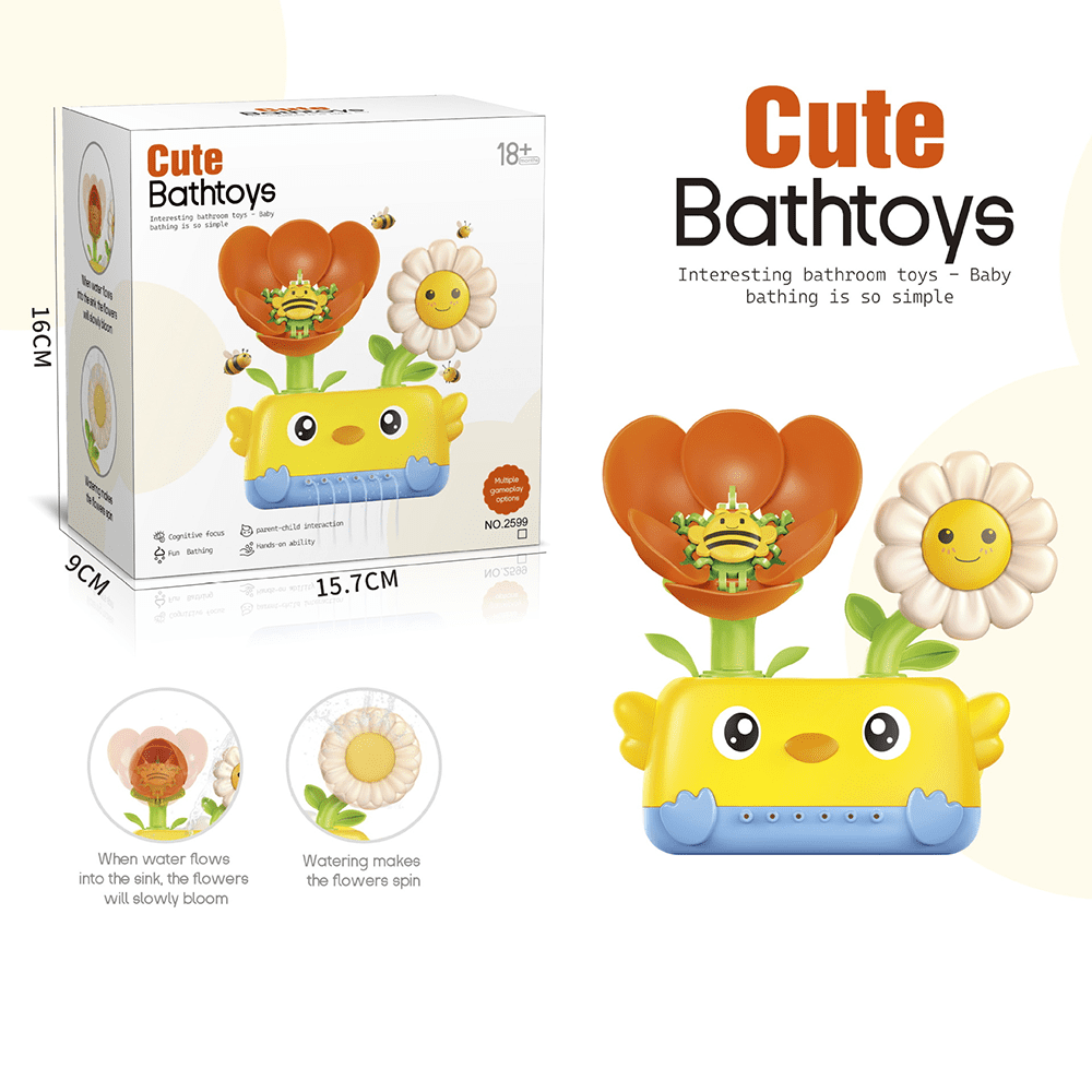 Interactive Waterfall Bath Toy for Toddlers, Spinning Flower & Bird ...