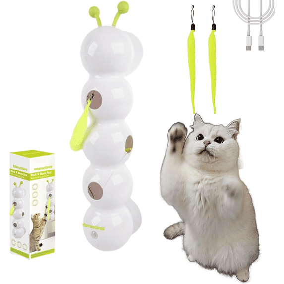 Interactive Wiggly Worm Cat Toy with Motion Sensor, Stable Suction Cup ...