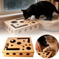 Interactive Wooden Cat Toy Box with Balls & Teaser Wand - Stimulating ...