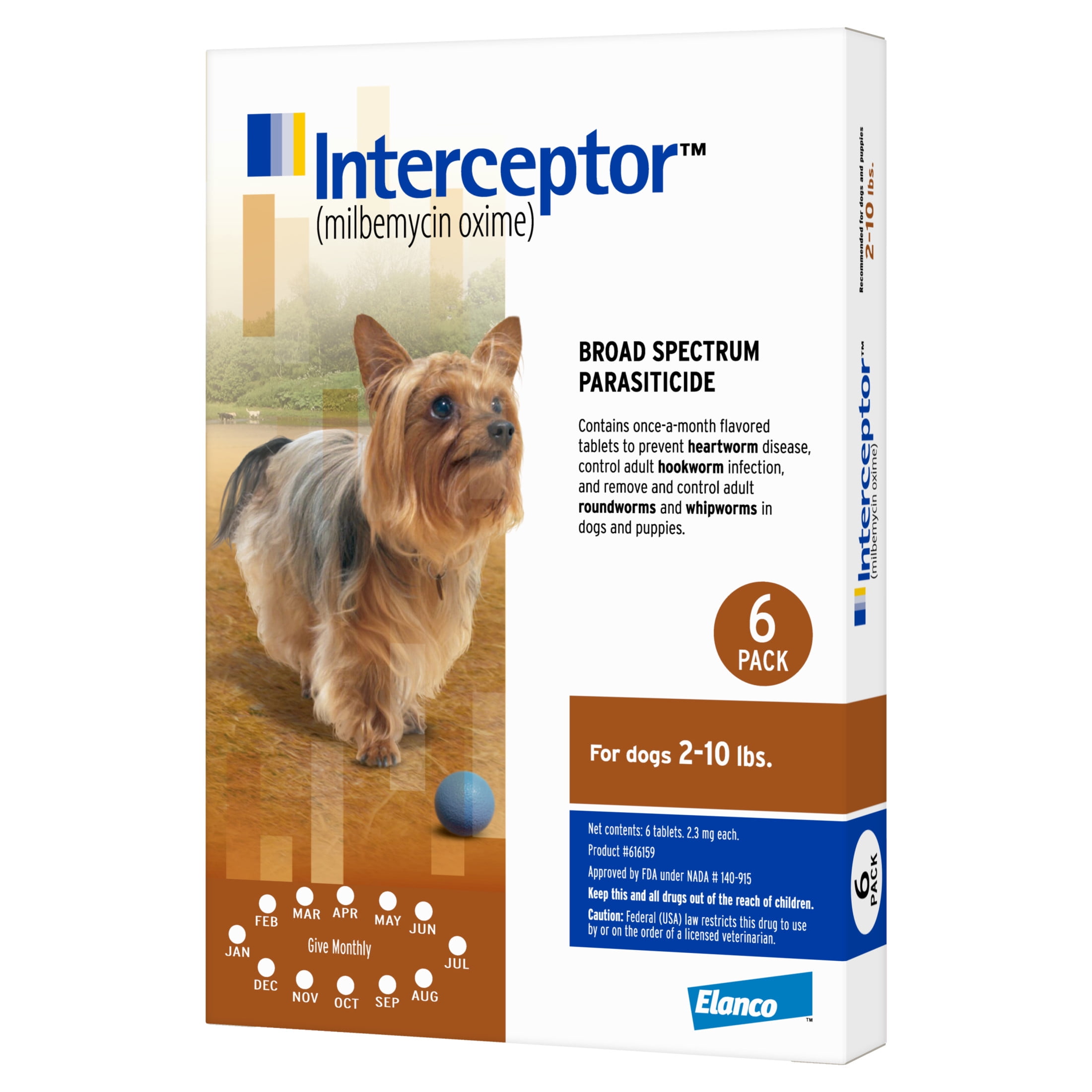 Interceptor Chewable Tablet for Dogs, 2-10 lbs, (Brown Box) - Walmart.com