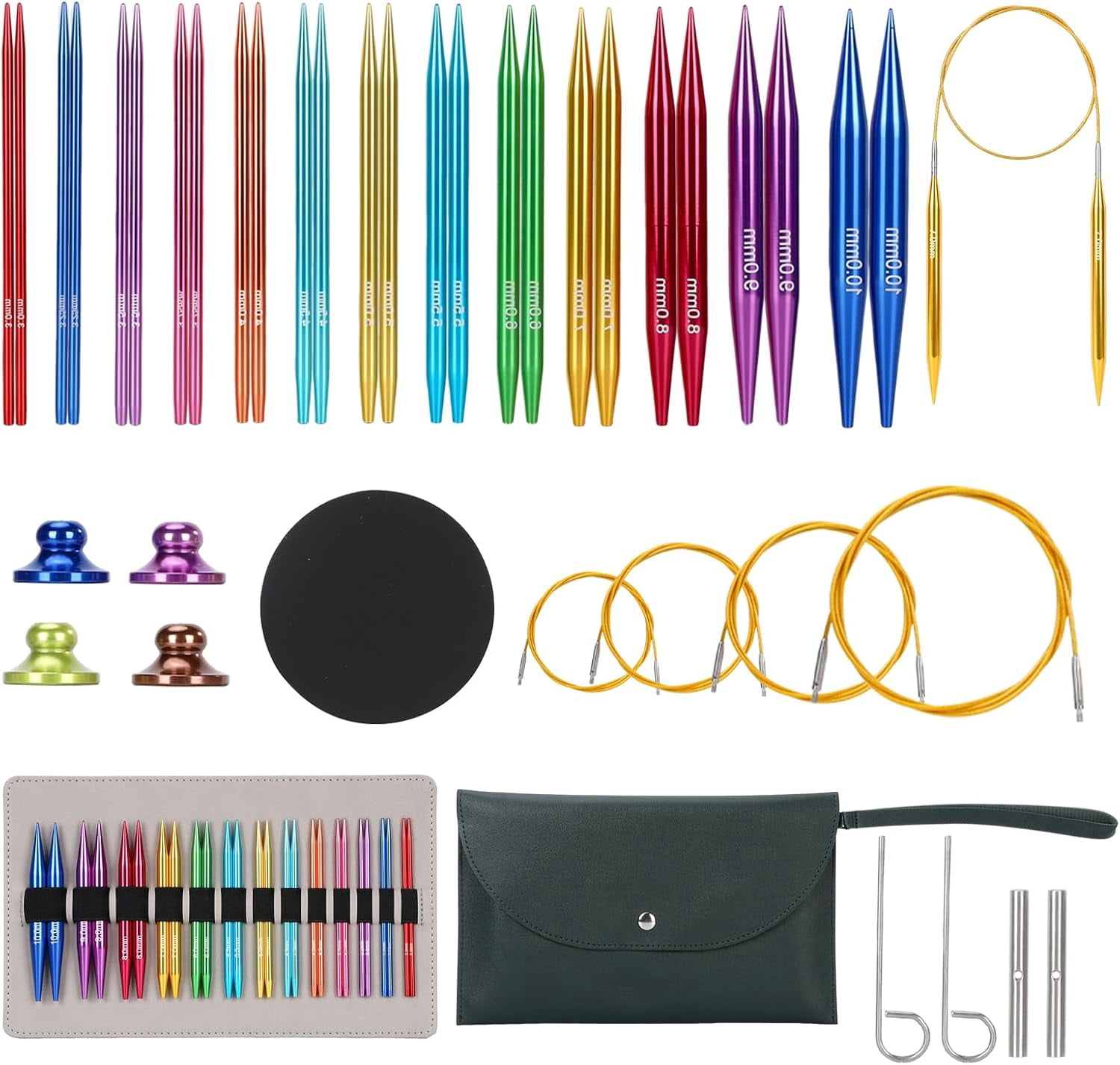 Interchangeable Circular Knitting Set - 13 Pairs (3mm-10mm) with 4 ...