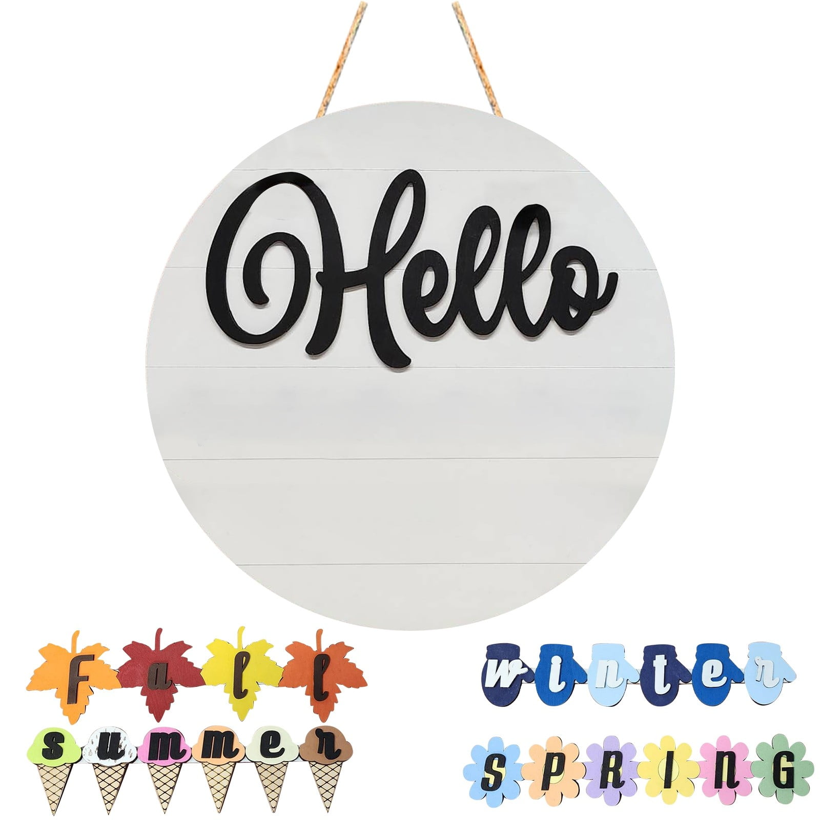 Interchangeable Hello Sign Seasonal Front Door Sign with Changeable ...