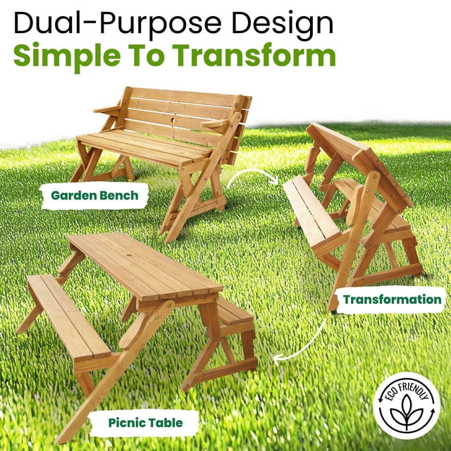 Convertible Outdoor Furniture: Interchangeable Wooden Picnic Table and ...