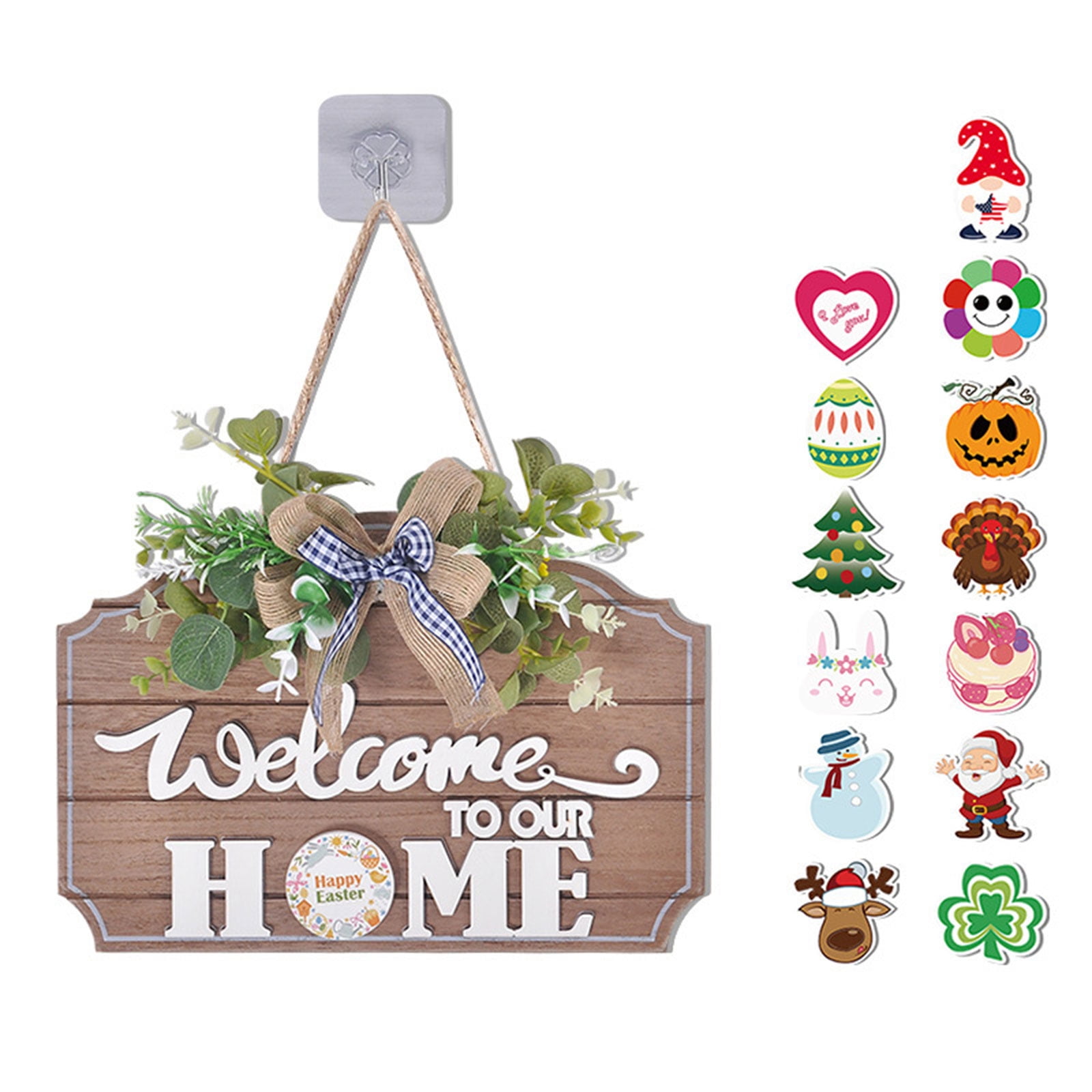 Interchangeable Rectangle Wooden Sign for Front Door Porch Decor with ...