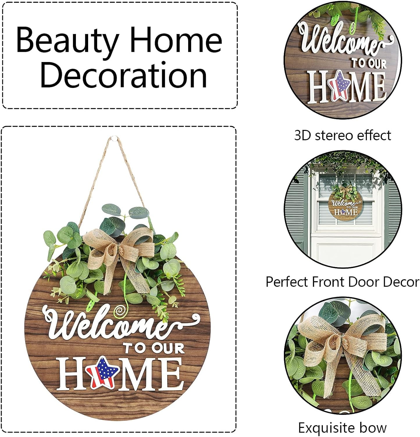 Interchangeable Seasonal Welcome Sign Front Door Decorations, Rustic ...