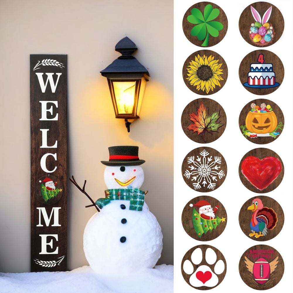 Interchangeable Vertical Welcome Sign for Front Door,Farmhouse Country ...