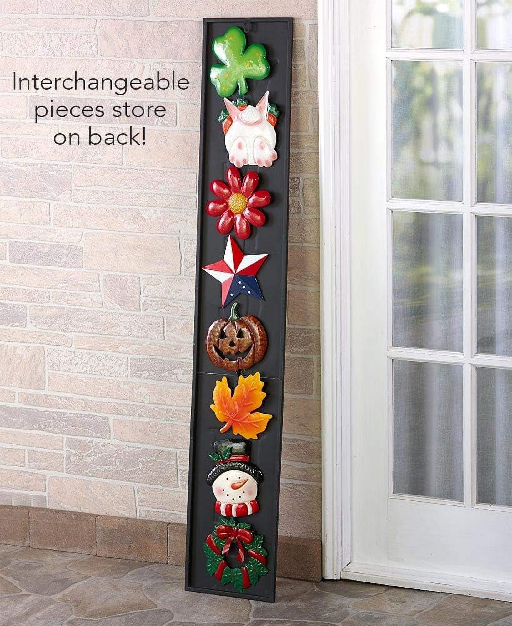 Interchangeable Wall Leaning Welcome Sign with 8 Magnetic Season Icons ...