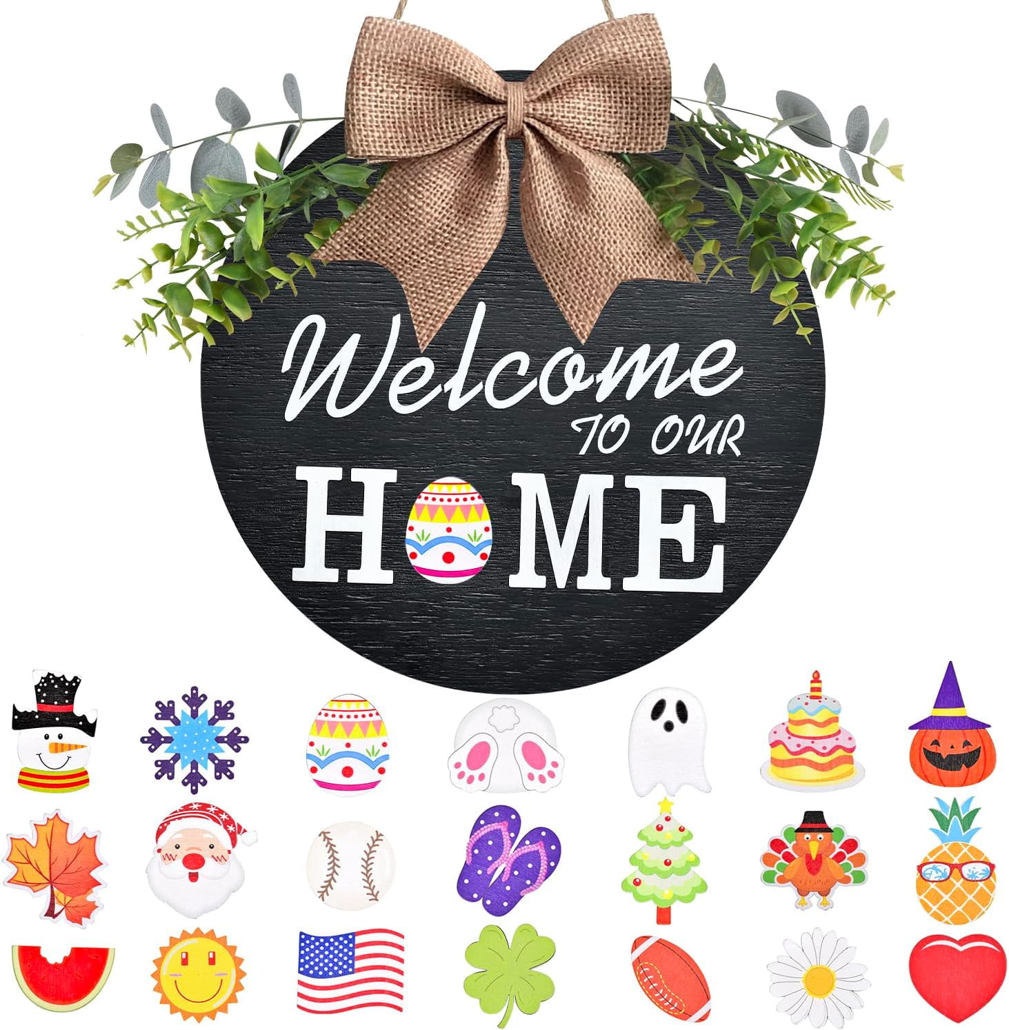 Interchangeable Welcome Home Sign, Seasonal Front Porch Door Decor With ...