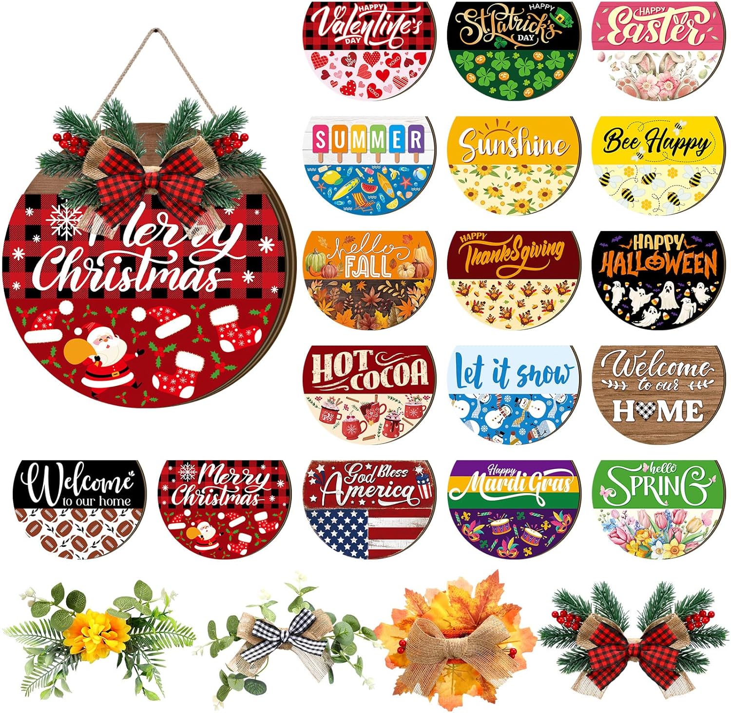 Interchangeable Welcome Sign for Front Door with 17 Magnetic Icons ...