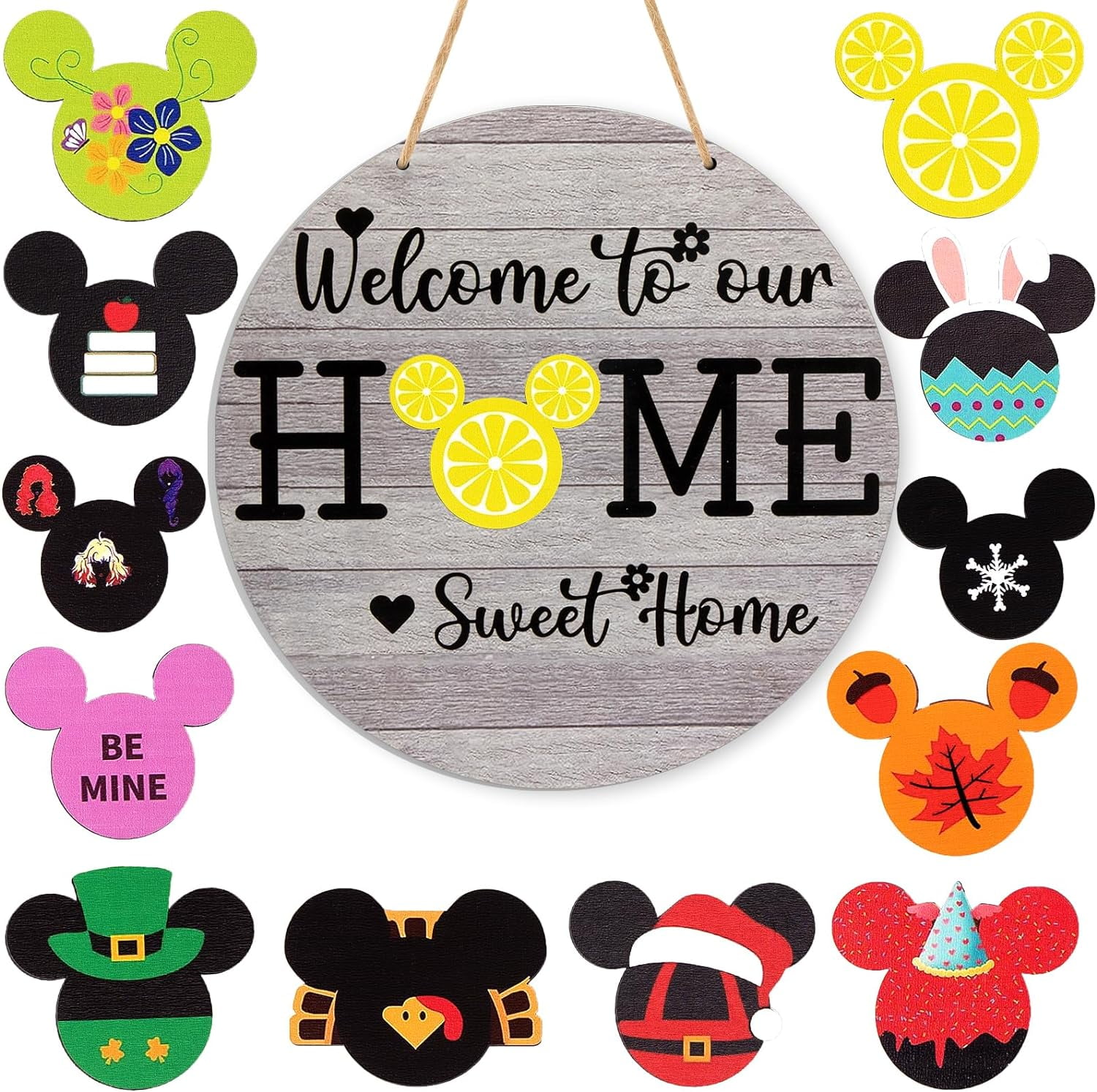 Interchangeable Welcome Sign Seasonal Front Door Sign Farmhouse Wall ...
