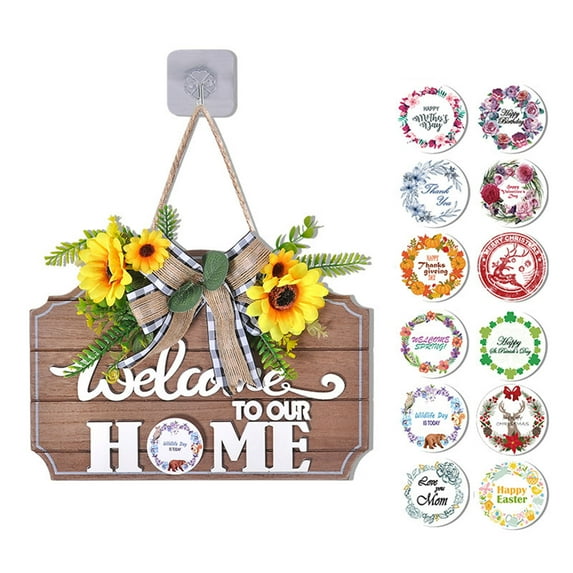 Interchangeable Wood Letters Sign Wreath with 12 Holiday Piece ...