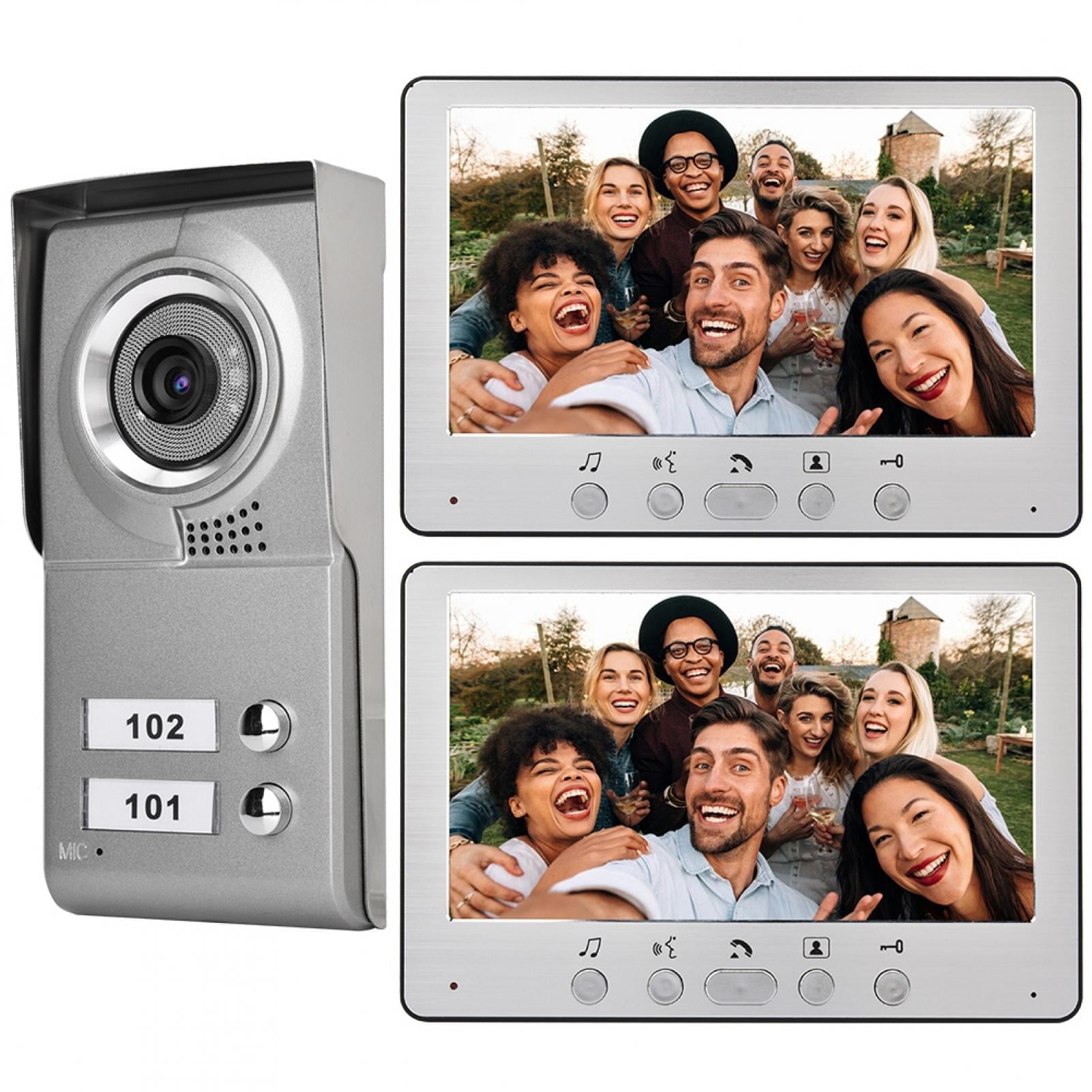 Intercom Camera, 7inch Video Intercom, Apartment 2 Units Wired Video ...