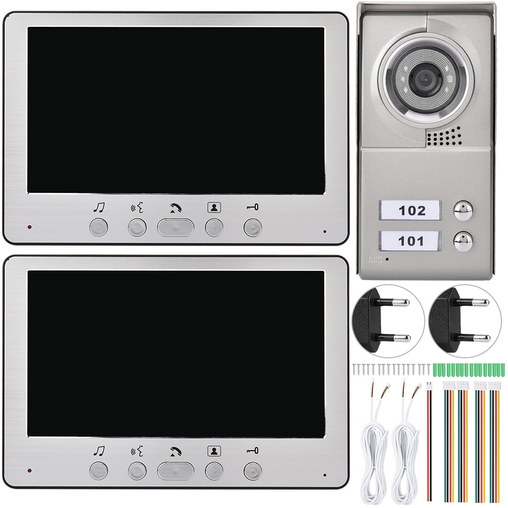 Intercom Camera, 7inch Video Intercom, Apartment 2 Units Wired Video ...