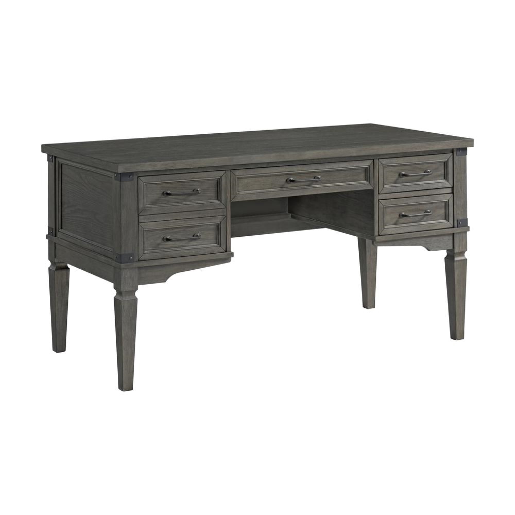 Intercon Furniture Foundry Home Office 60" Wood Half Ped Desk in Pewter ...