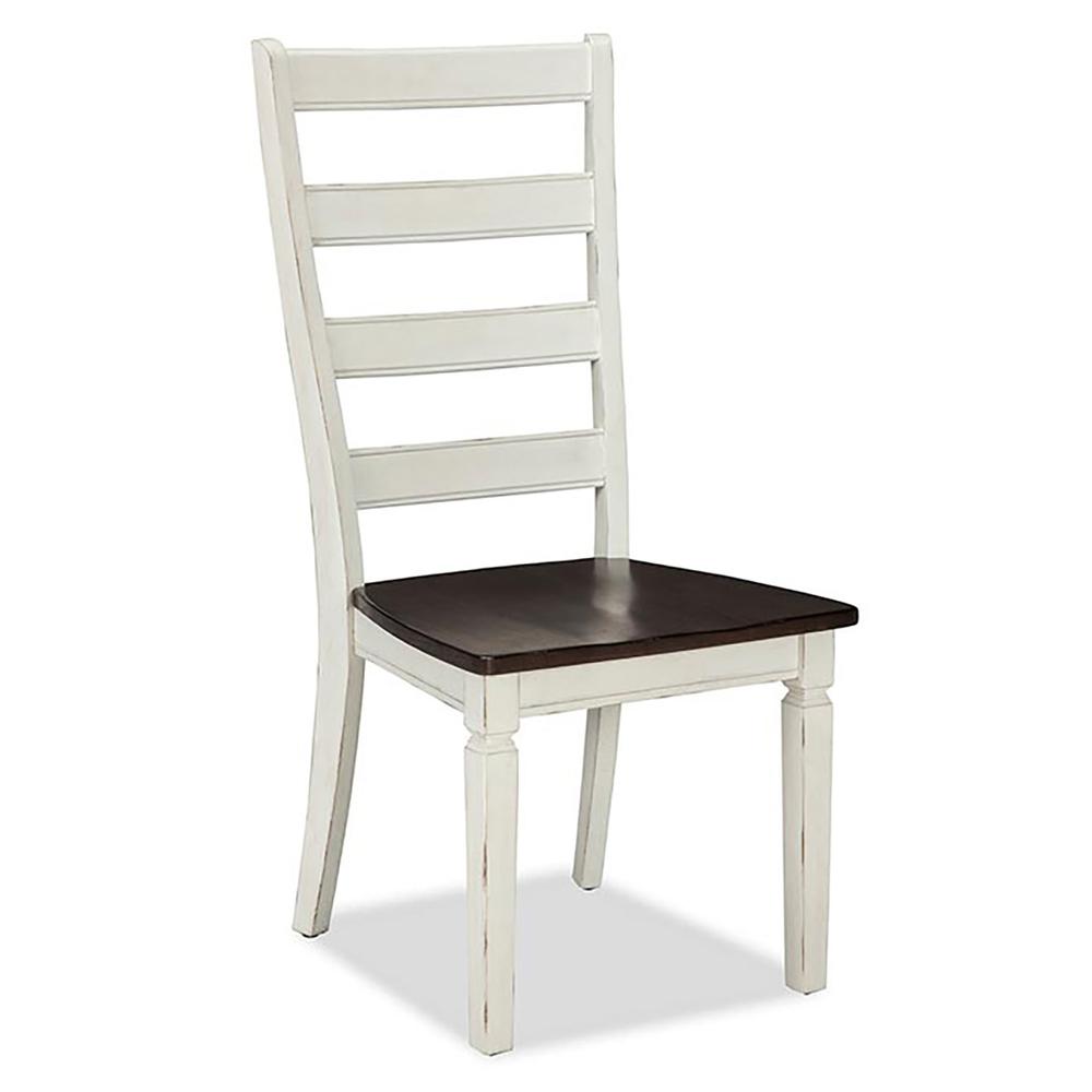Intercon Furniture Glennwood Wood Ladder Back Chair in White/Charcoal ...