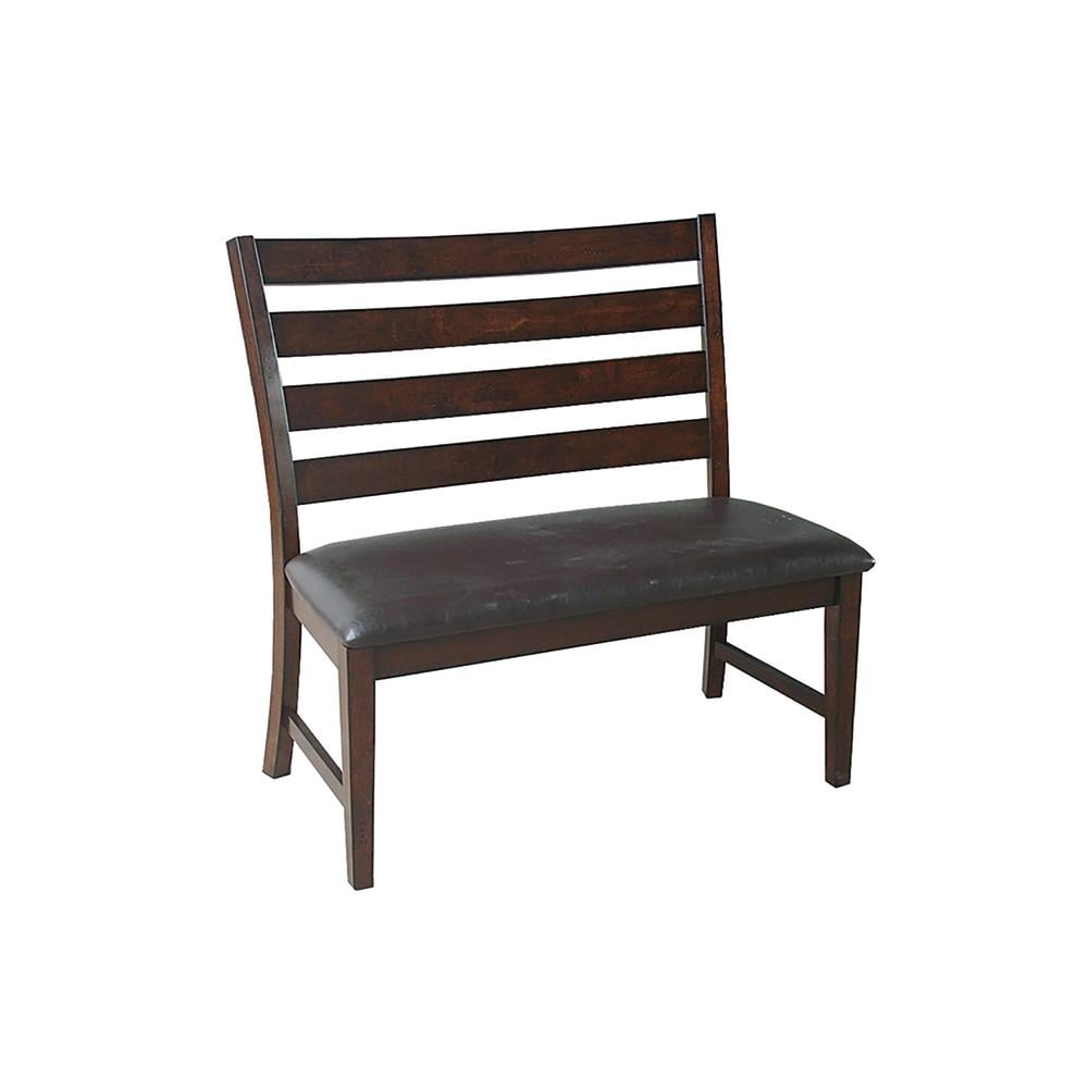 Intercon Furniture Kona 24" PU and Wood Ladder Back Bench in Brown ...