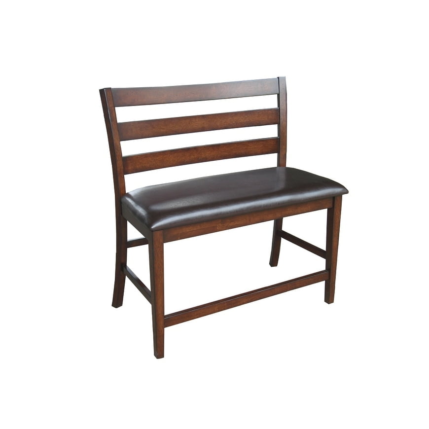 Intercon Furniture Kona 24" PU and Wood Ladder Back Bench in Brown ...