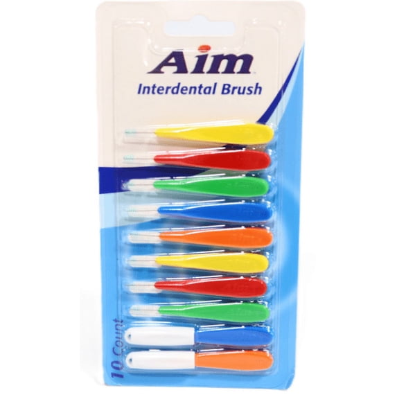 AIM Interdental Brush, 10 pc Set, Soft Bristles for Tight Spaces ...