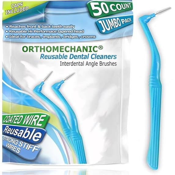 Interdental Brush Angle Cleaners - Jumbo Pack (50 Brushes) (Standard ...