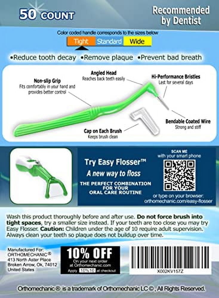 Interdental Brush Angle Cleaners - Jumbo Pack (50 Brushes) (Tight ...