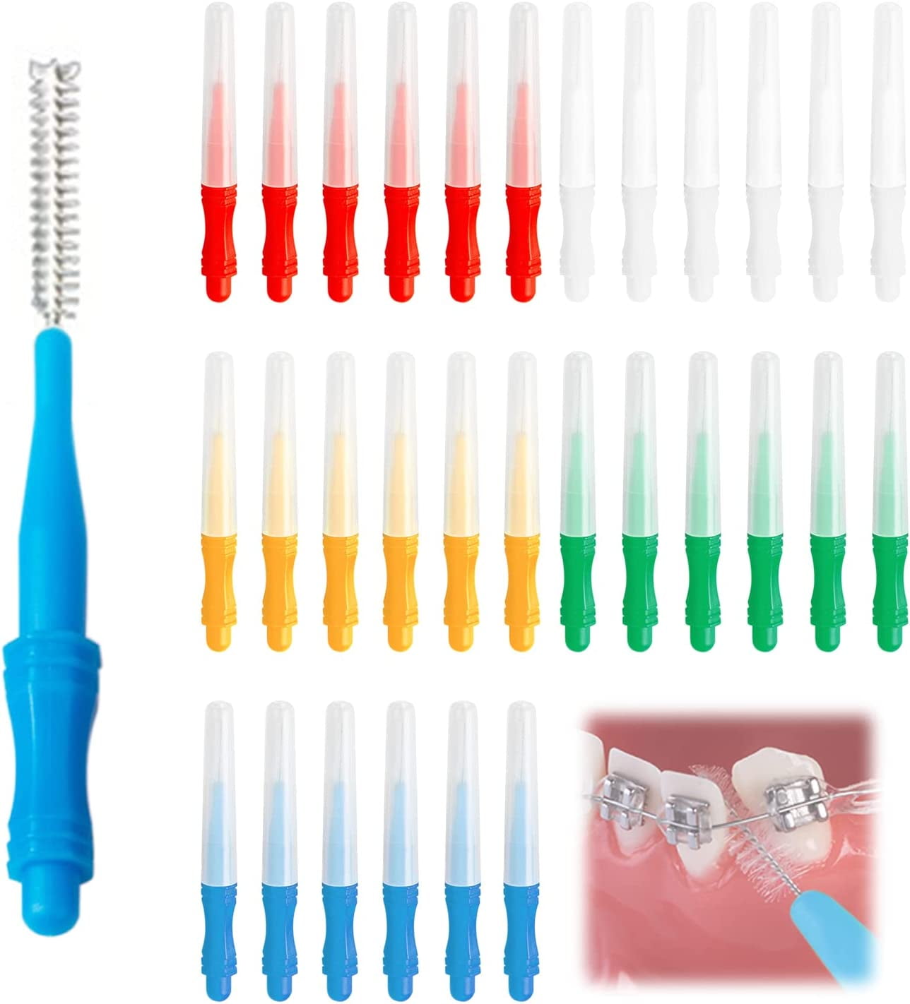 Interdental Brushes 50PCS Toothpick 2.5mm,3mm Tooth Cleaner Tooth ...