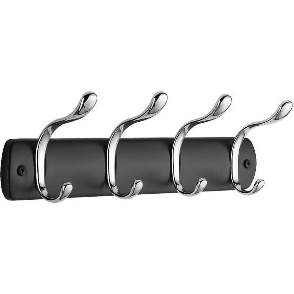 Interdesign 31543 Black & Chrome 4-Hook Bruschia Wall Mount Rack ...