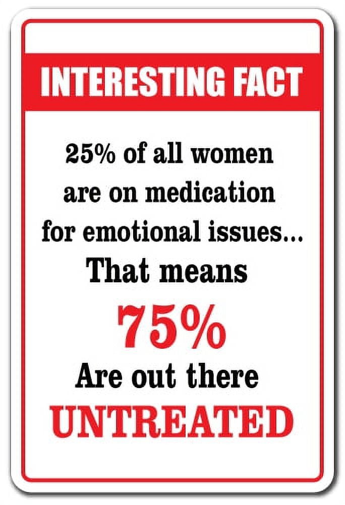 Interesting Fact 25% Of Women On Medication Novelty Aluminum Sign ...