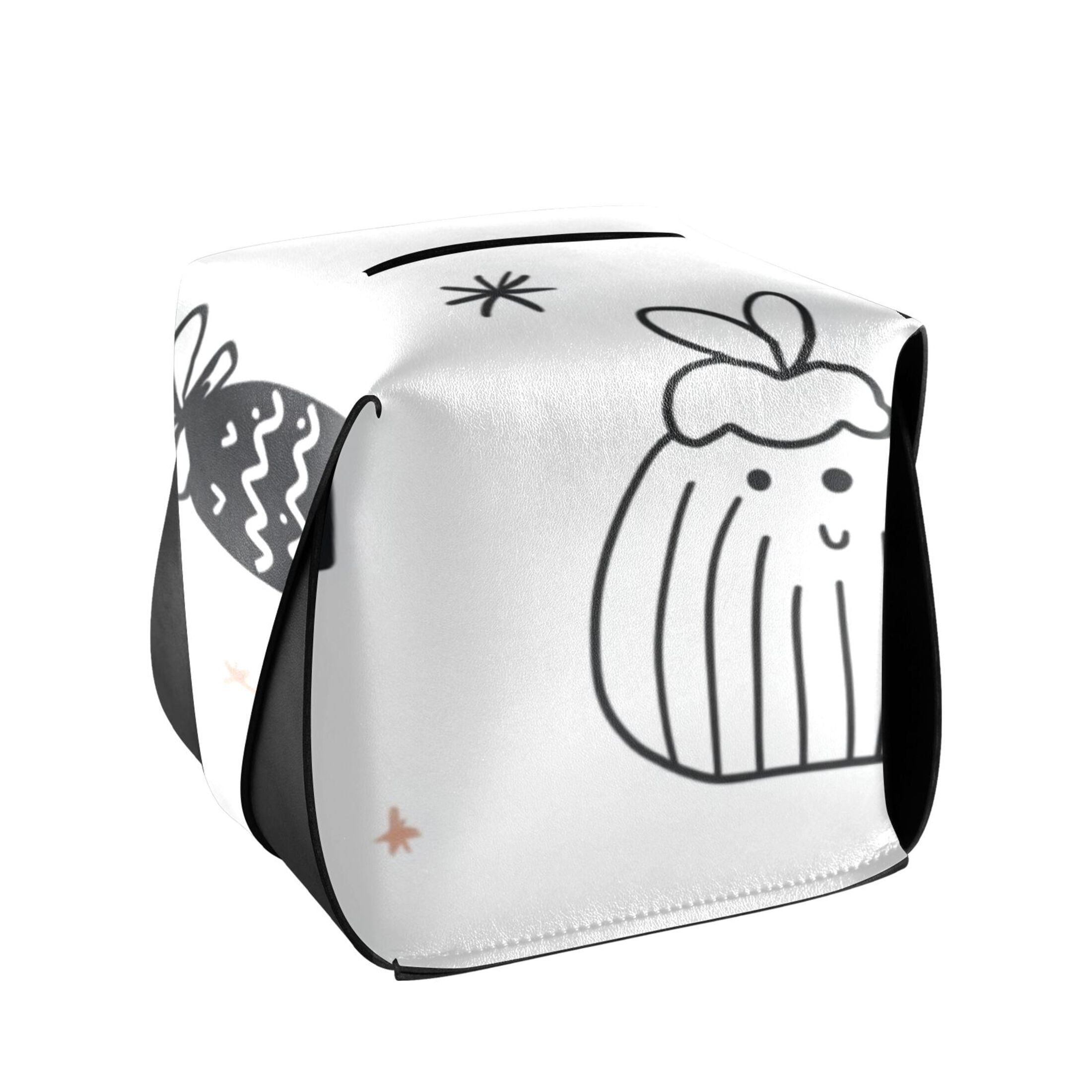 Interesting Festive Doodles 5.7in Leather Tissue Box Cover Square PVC ...