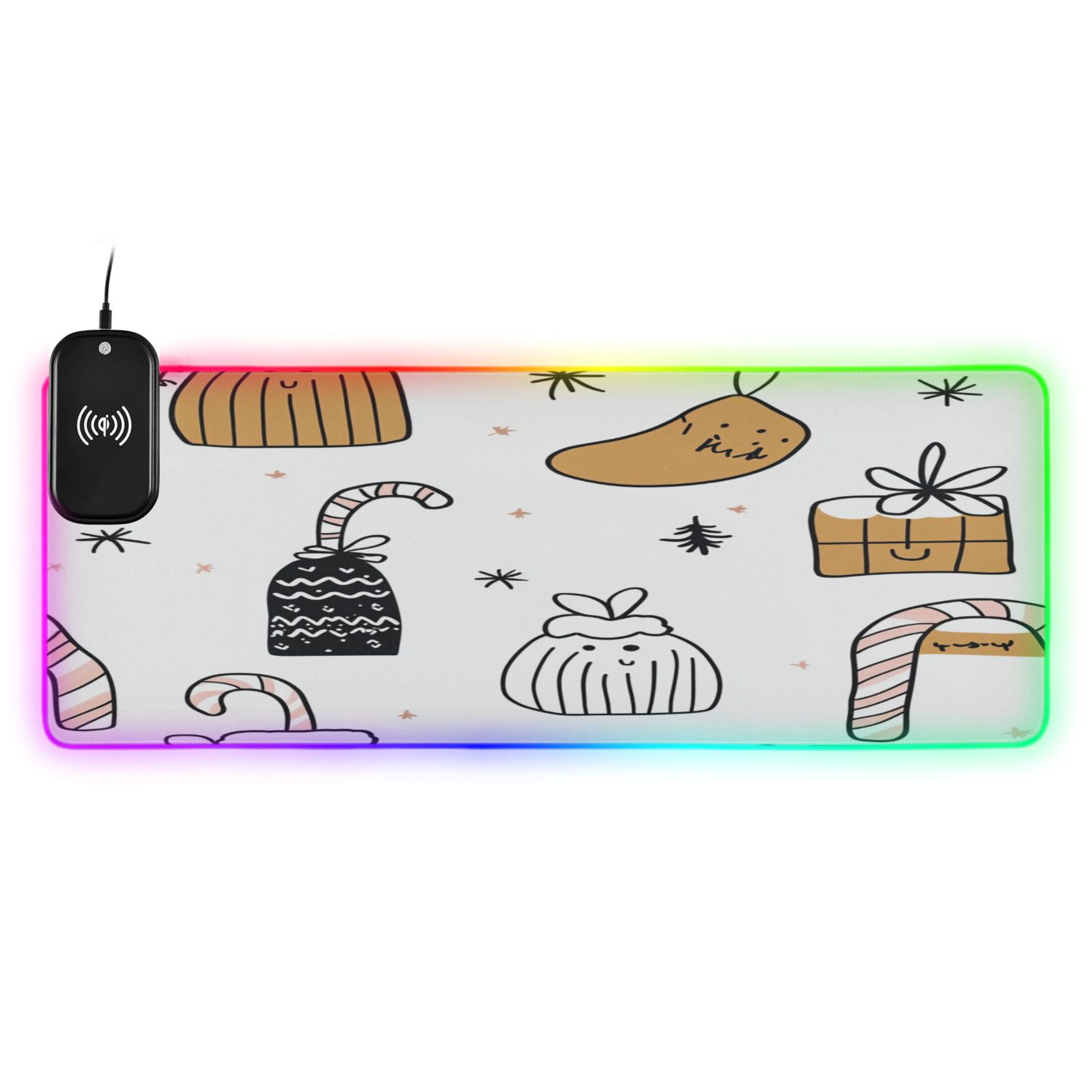 Interesting Festive Doodles Large RGB Gaming Mouse Pad with Fast ...
