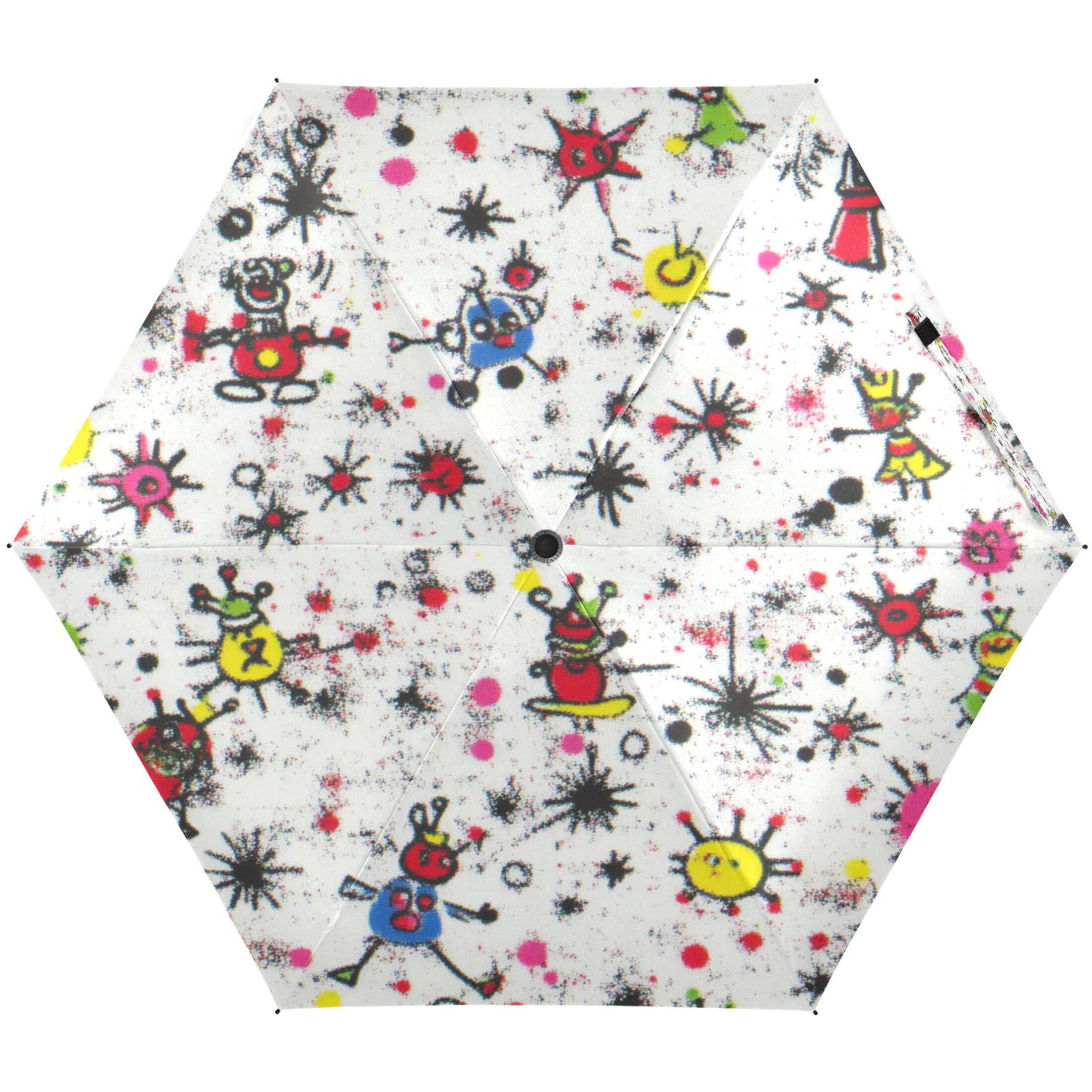Interesting Hand Drawn Creatures Umbrellas for Sun Auto Open Close UV50 ...