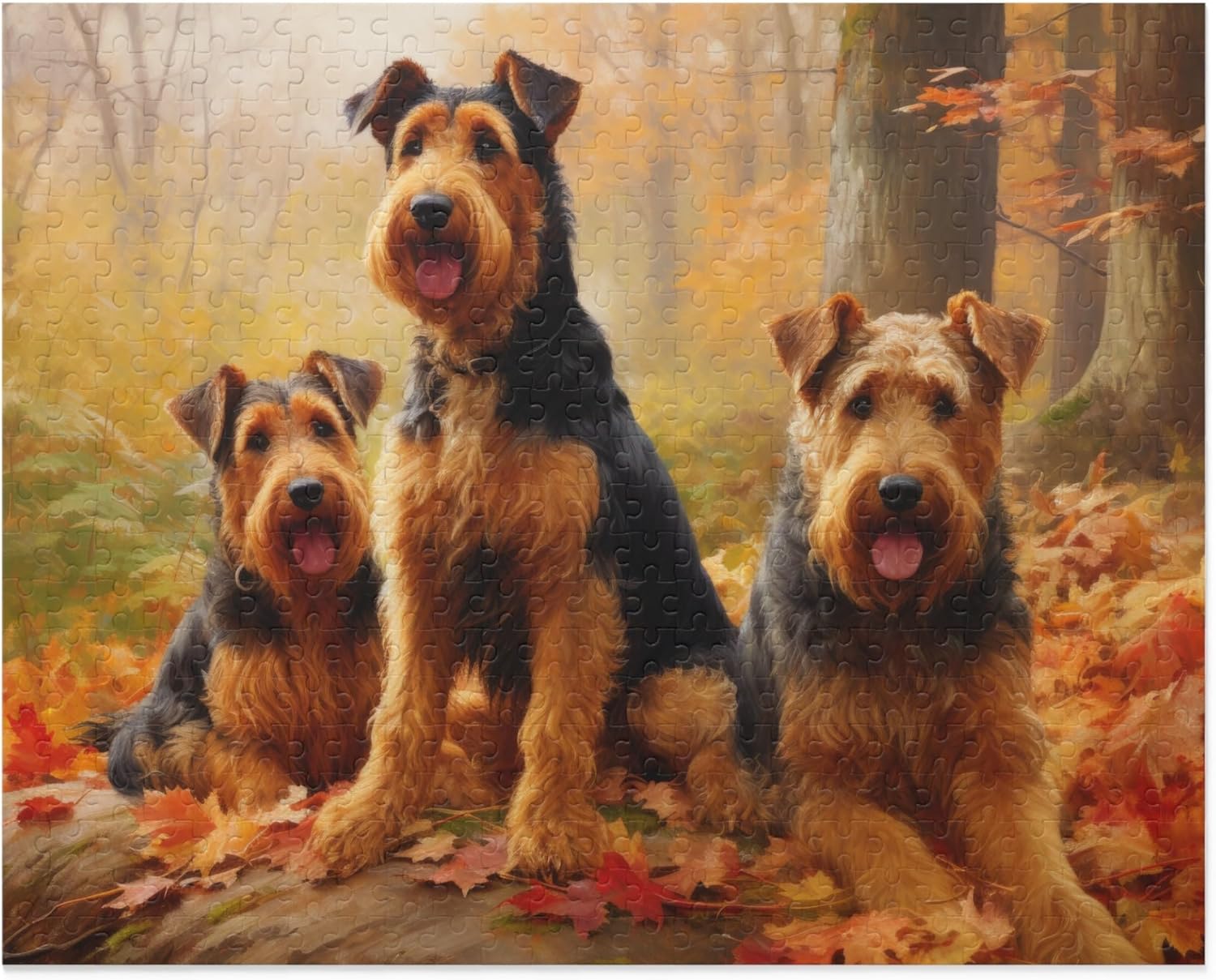 Interesting Wooden Jigsaw Puzzles 500 Piece Dogs in Forest Airedale ...