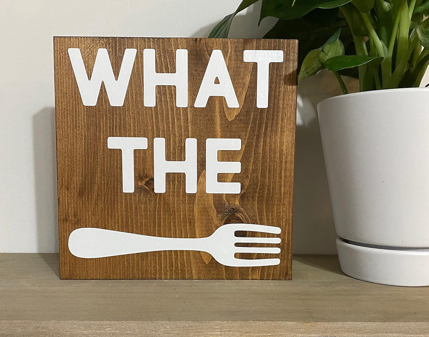 Interesting Wooden Sign what the fork kitchen sign - modern famhouse ...