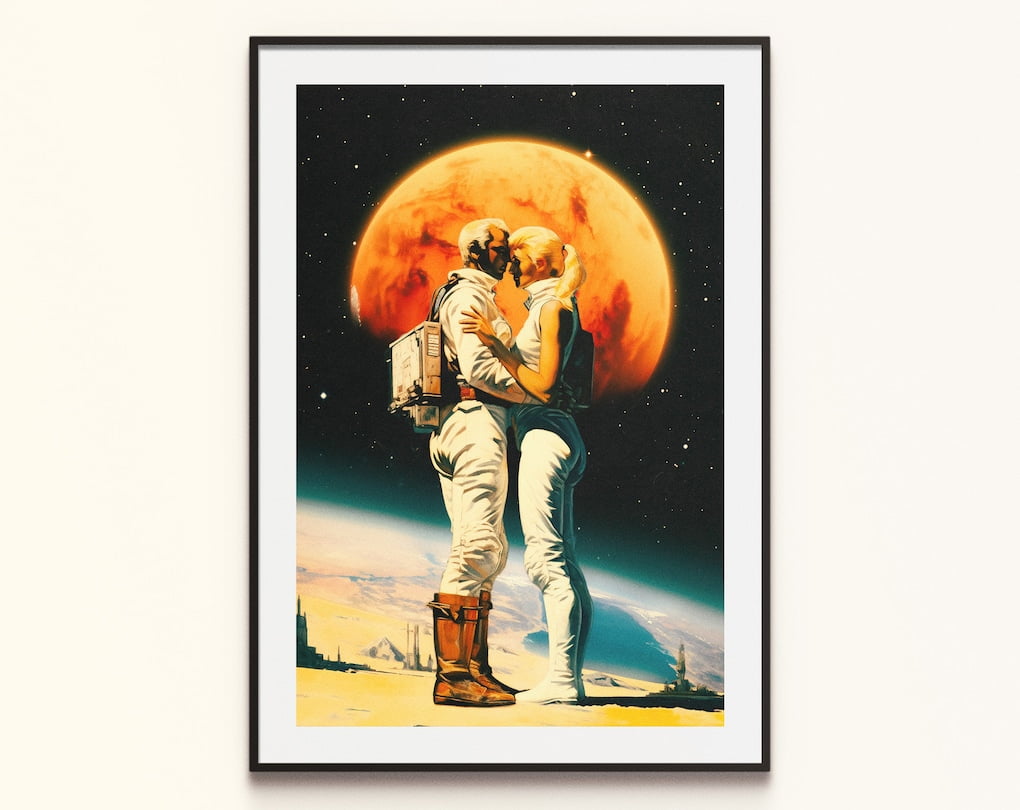Intergalactic Love Digital Retro Futuristic Collage Art, Vintage Sci-Fi ...
