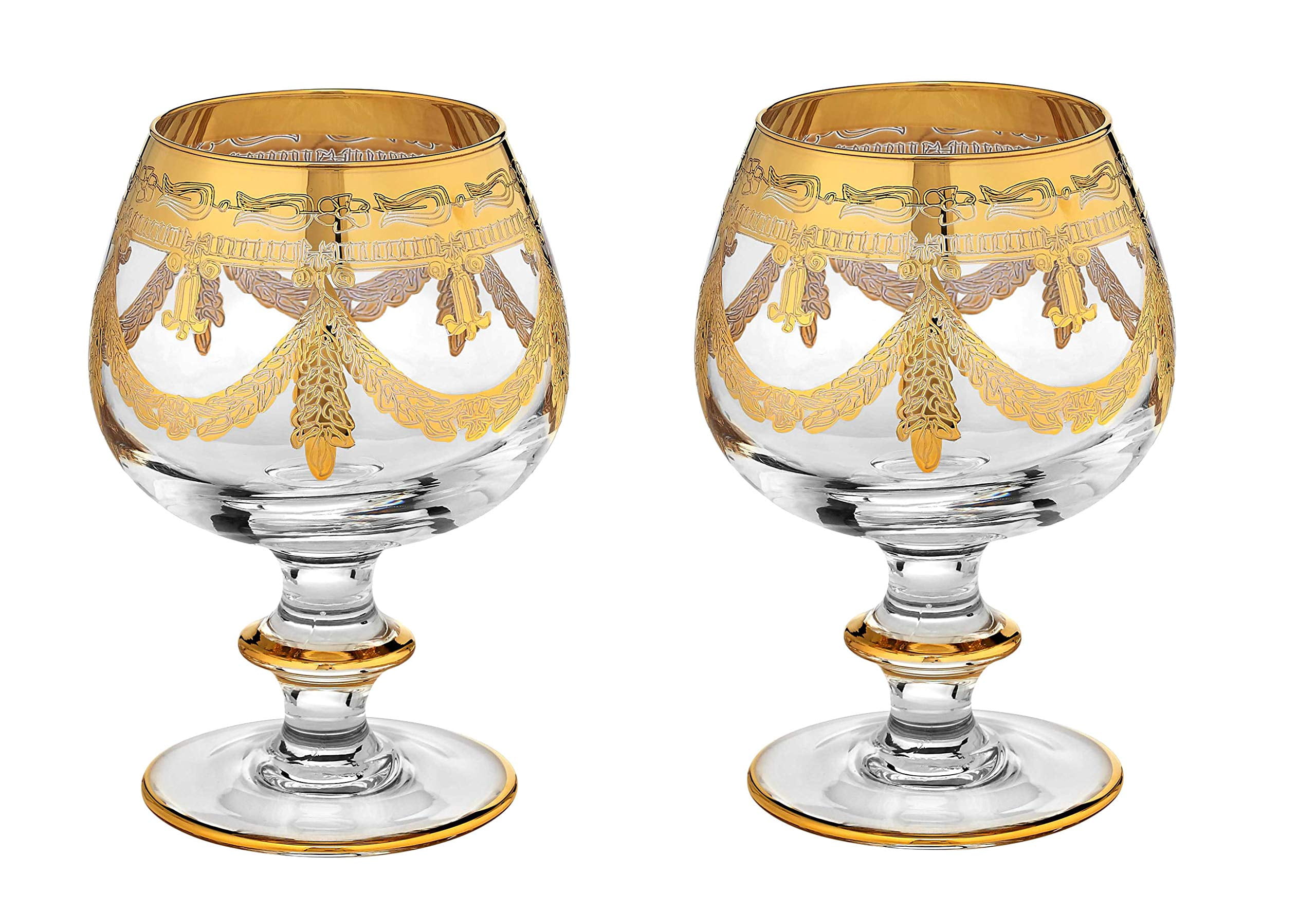 Interglass Italy Luxury Crystal Brandy Snifters, Vintage Design 24kt ...