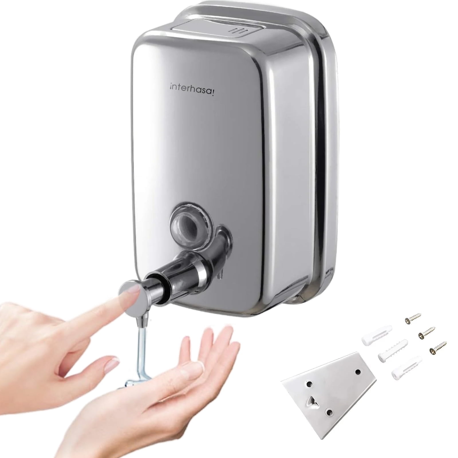 Interhasa 17 oz 500ml Wall-Mounted Stainless Steel Sliver Commercial ...