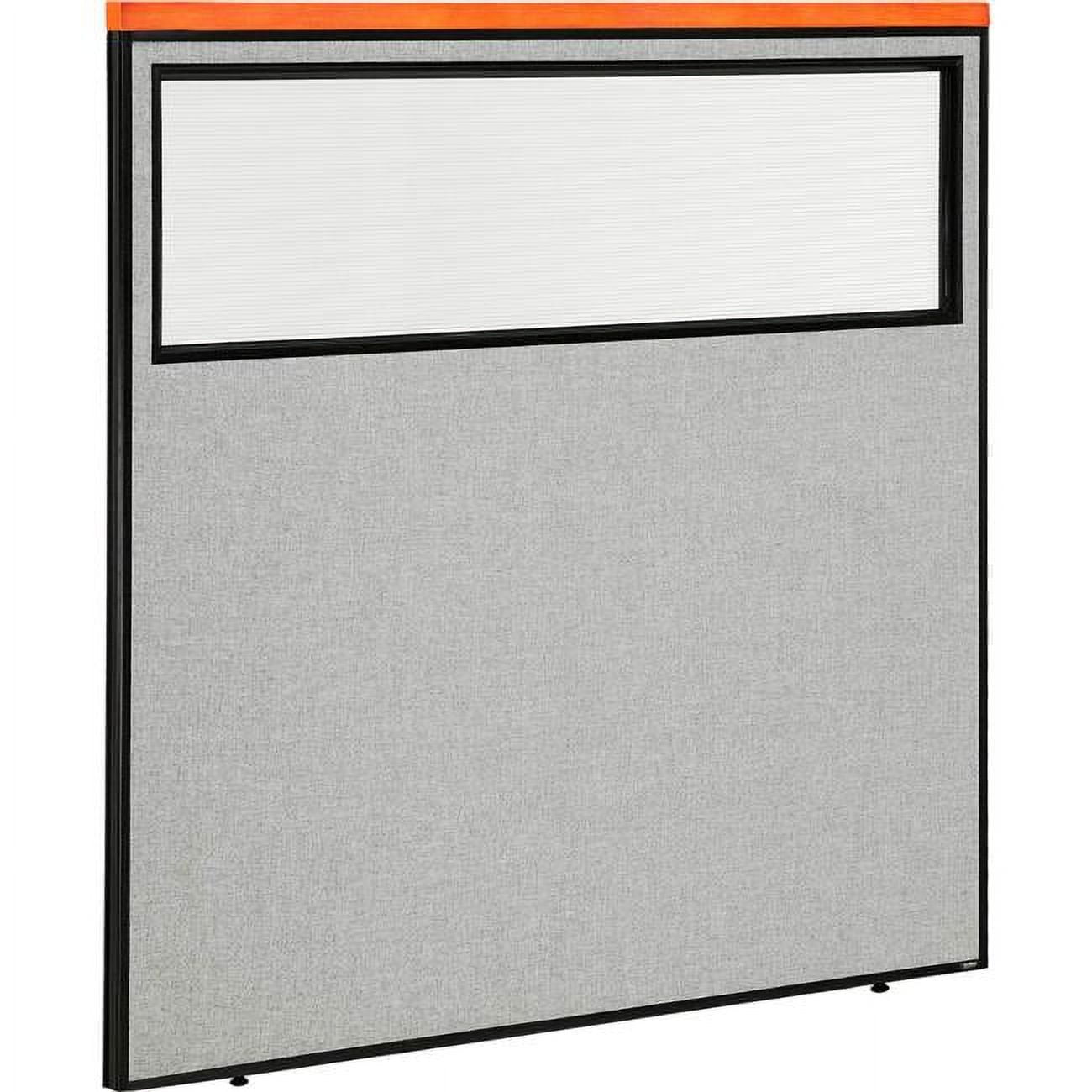 Interion Deluxe Office Partition Panel with Partial Window, Gray - 60. ...