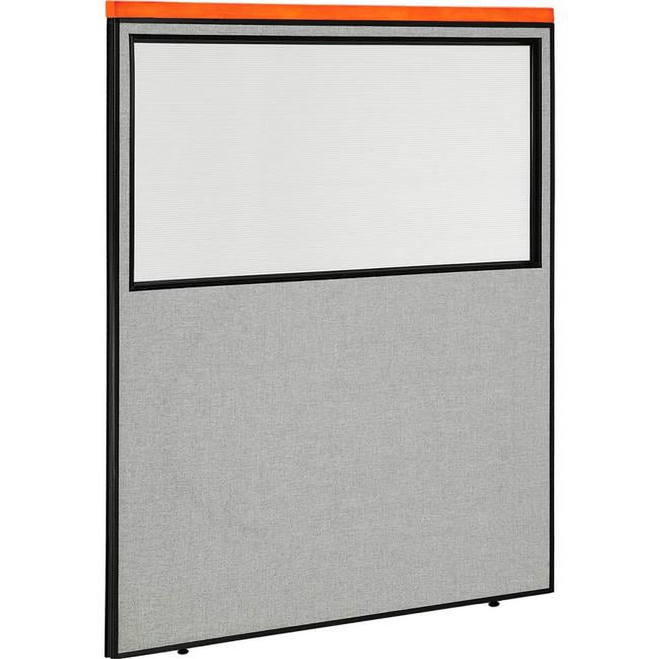 Interion Deluxe Office Partition Panel with Partial Window, Gray - 60. ...