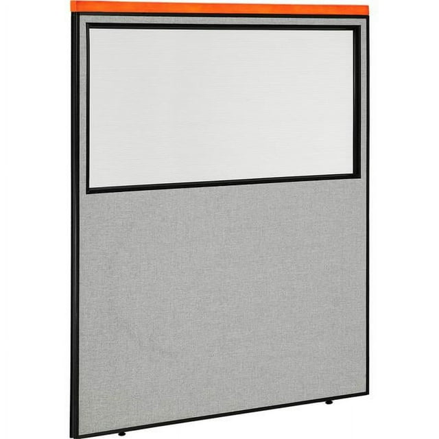 Interion Deluxe Office Partition Panel with Partial Window, Gray - 60. ...
