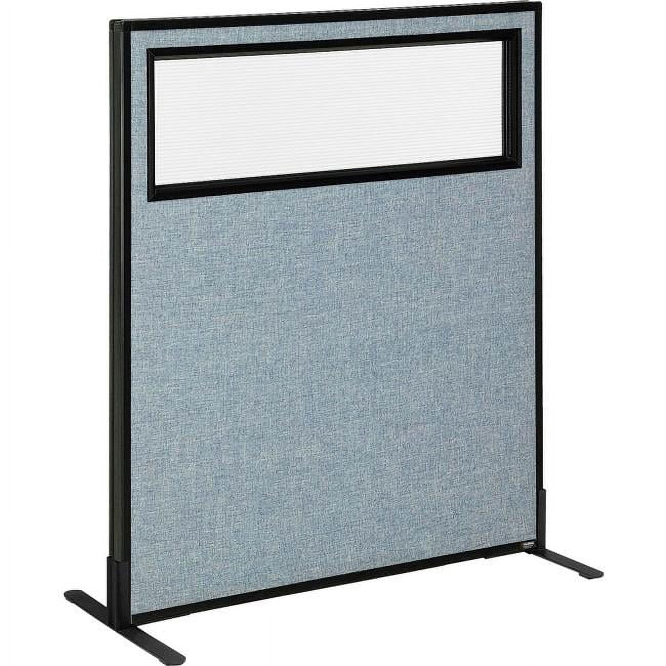 Interion Freestanding Office Partition Panel with Partial Window, Blue ...