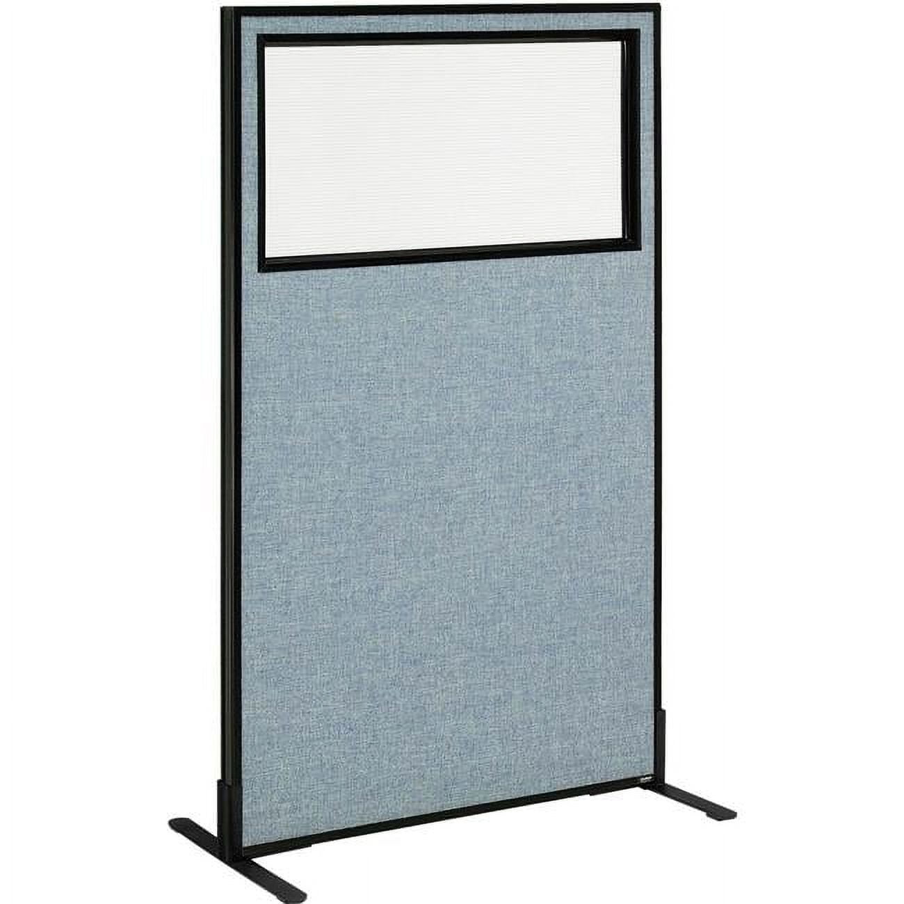 Interion Freestanding Office Partition Panel with Partial Window, Blue ...