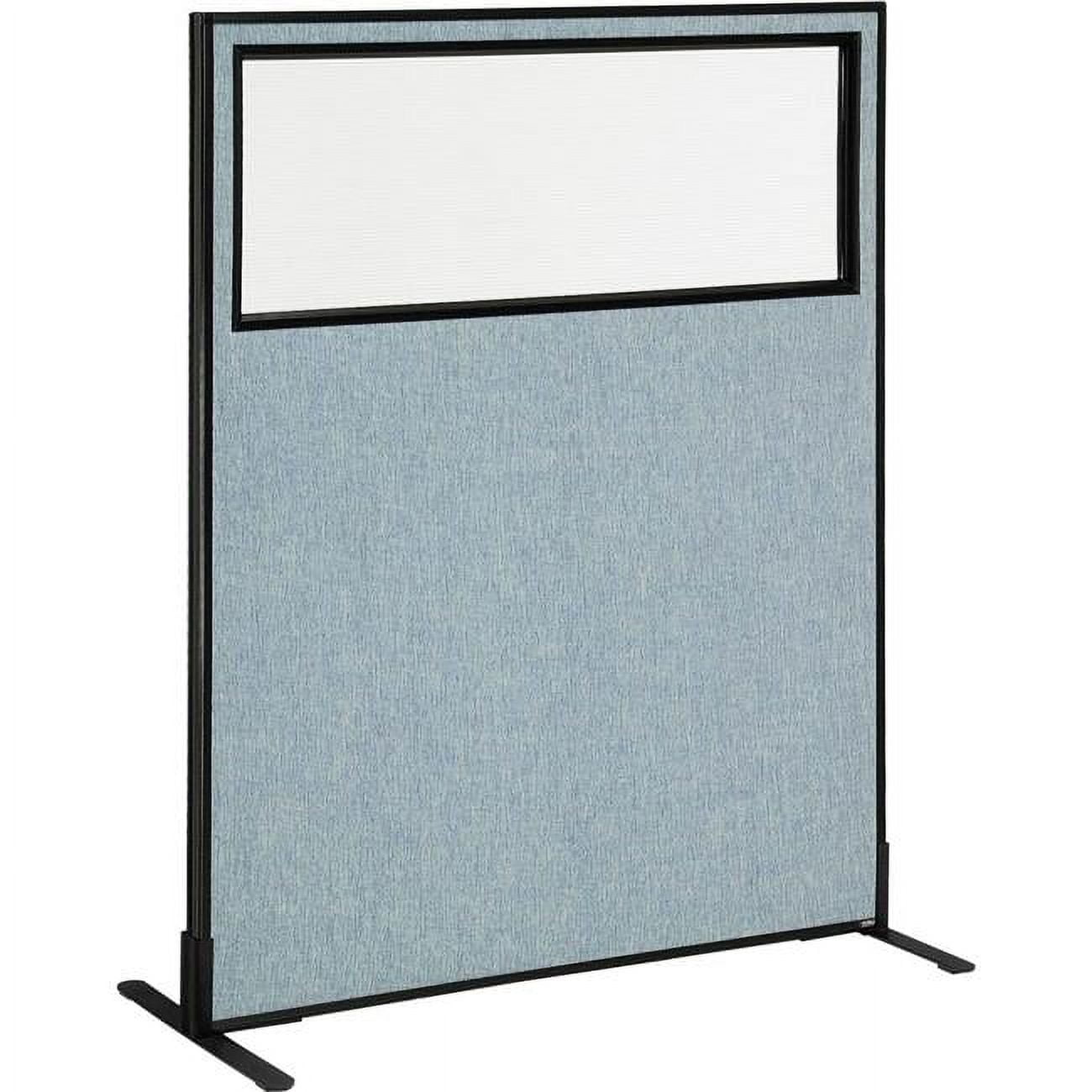 Interion Freestanding Office Partition Panel with Partial Window, Blue ...