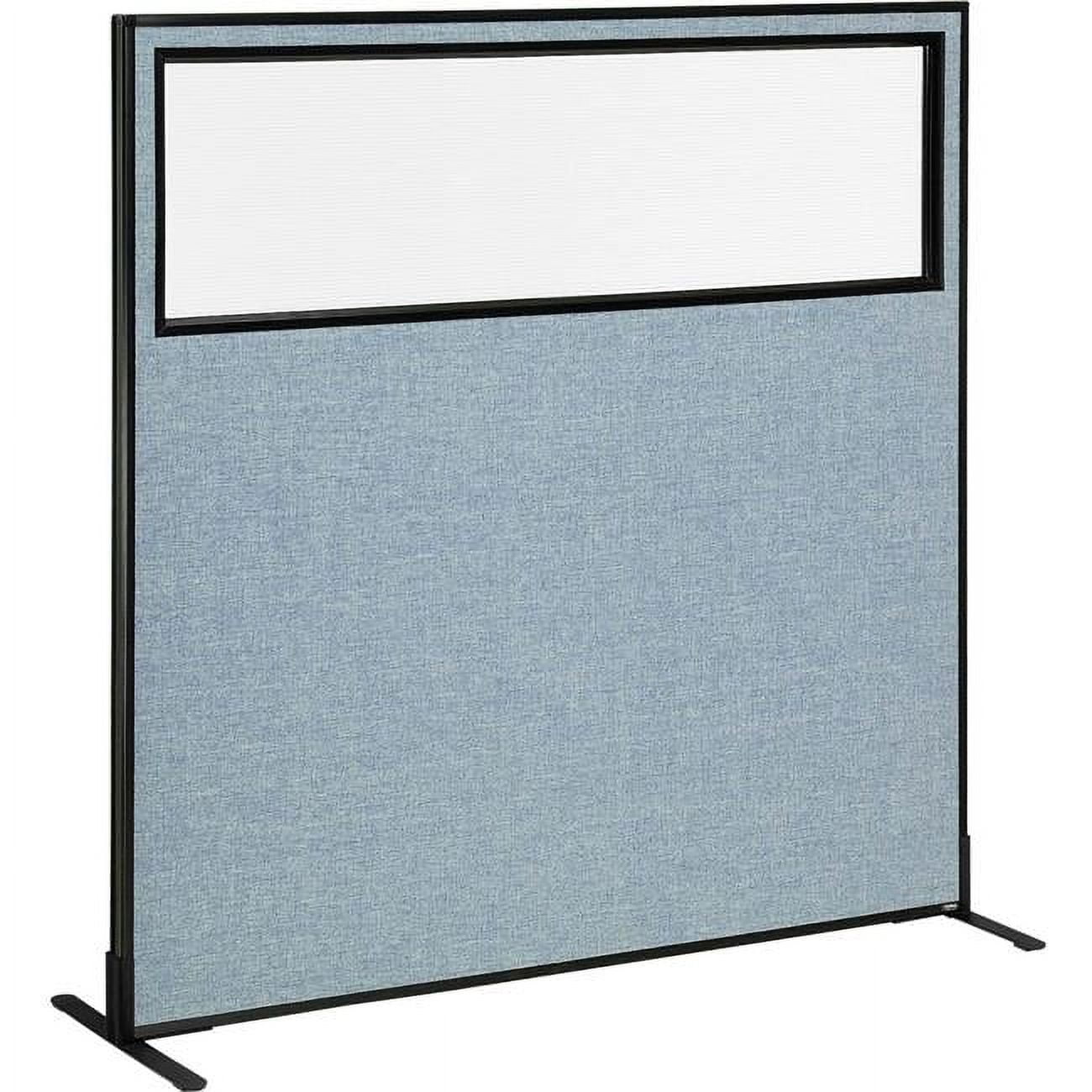 Interion Freestanding Office Partition Panel with Partial Window, Blue ...