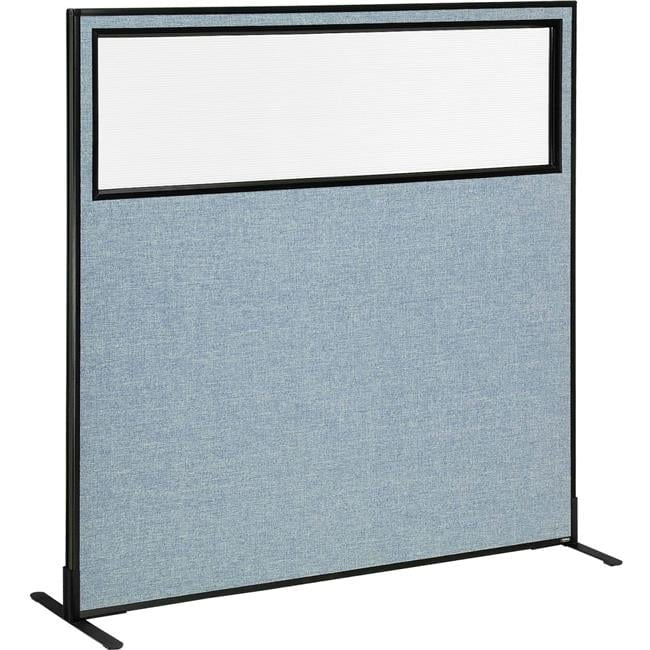 Interion Freestanding Office Partition Panel with Partial Window, Blue ...
