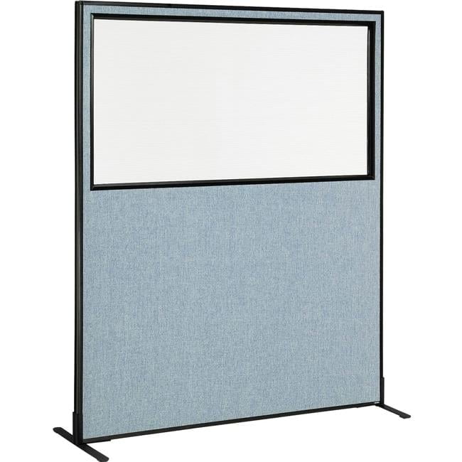Interion Freestanding Office Partition Panel with Partial Window, Blue ...
