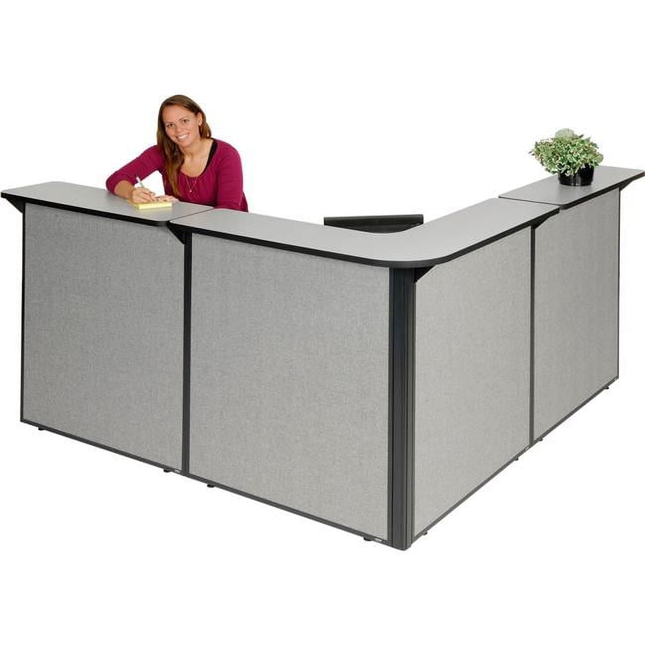 Interion L-Shaped Reception Station with Gray Counter & Gray Panel - 80 ...